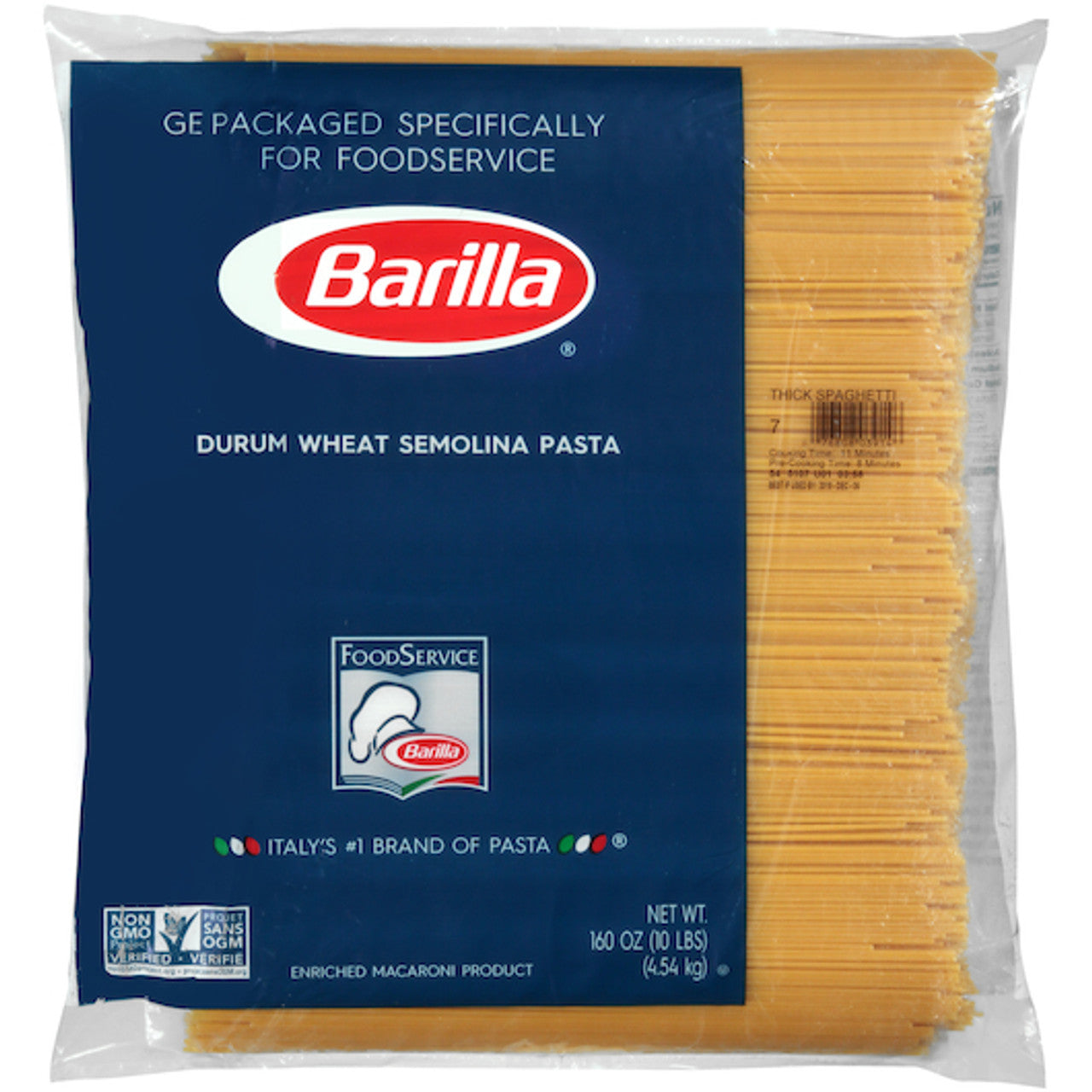 Barilla Thick Spaghetti Pasta Bulk 2x10 lb – Foodservice Italian Pasta ...